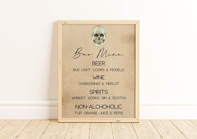 Editable Skull Bar Menu Template Adult Halloween Party - Etsy