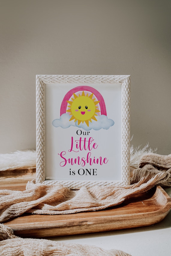 Our Little Sunshine is ONE Sign, Sunshine Party, Sunshine Birthday ...