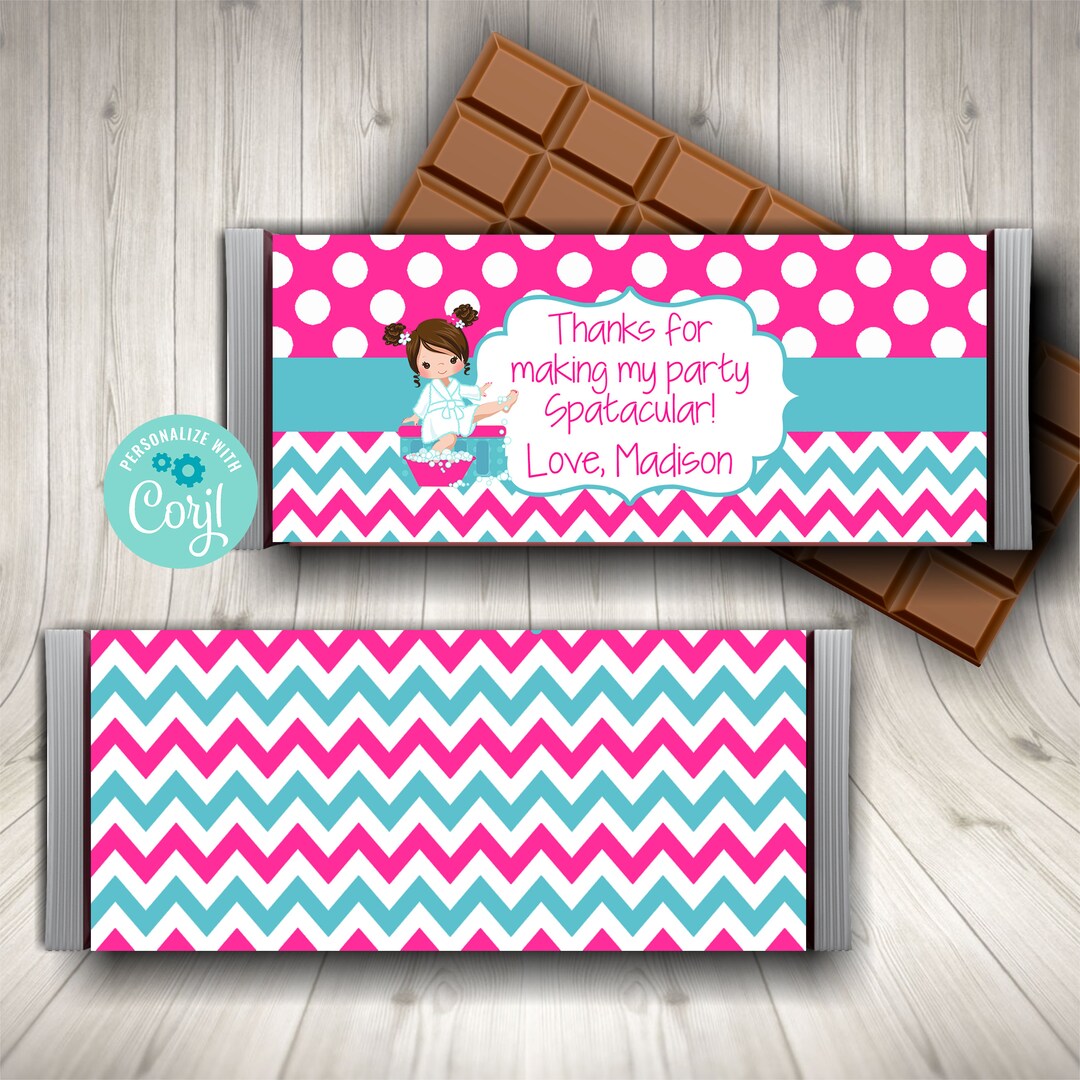 Editable Spa Candy Bar Wrapper, Printable Chocolate Bar Wrapper, Spa ...