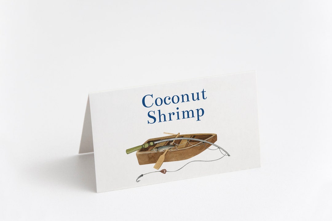 Editable Fishing Food Card or Place Card Template Printable Fishing ...
