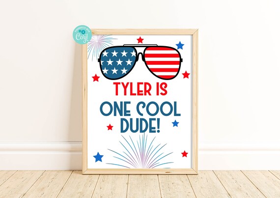 Editable One Cool Dude Sign 1st Birthday First Birthday Party Printable ...