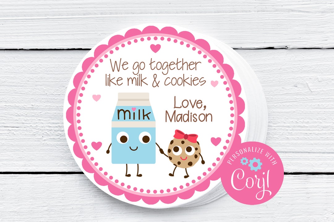 Editable We Go Together Like Milk and Cookies, Printable Valentines ...