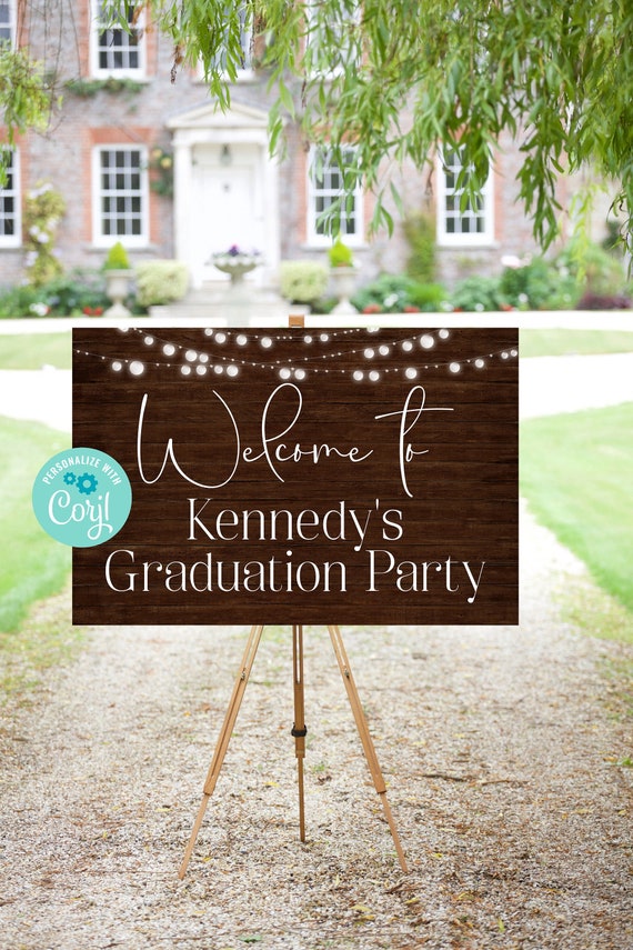 Rustic Graduation 30x20 Welcome Sign Template For Graduation Party ...
