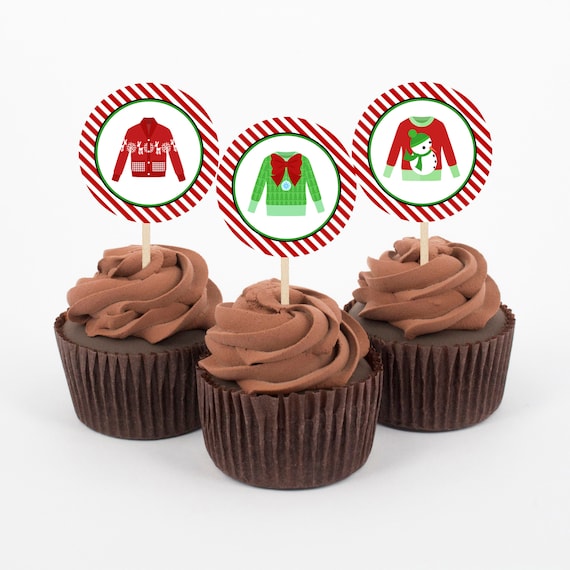 Ugly Sweater Cupcake Toppers, Ugly Sweater Party, Ugly Sweater ...