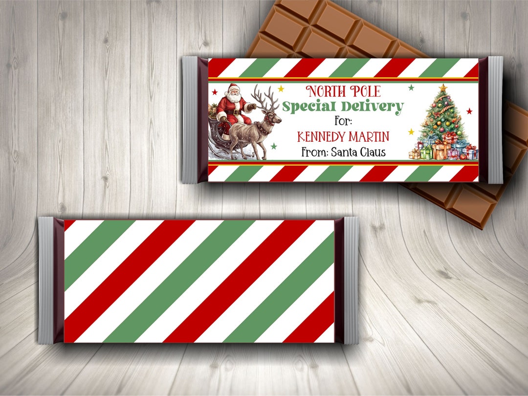 Editable Christmas Candy Bar Wrapper Template, Printable North Pole ...