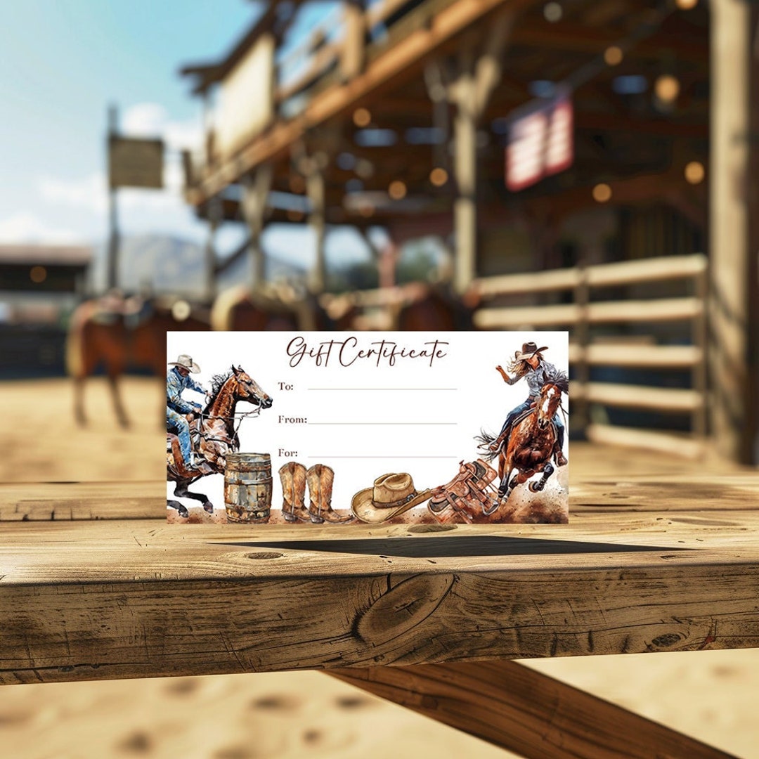 Editable Horseback Riding or Rodeo Gift Certificate Template Printable ...