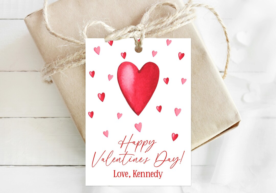 Printable Valentine Tag, Hearts Valentine's Day 2.5x3.5 Gift Tag ...