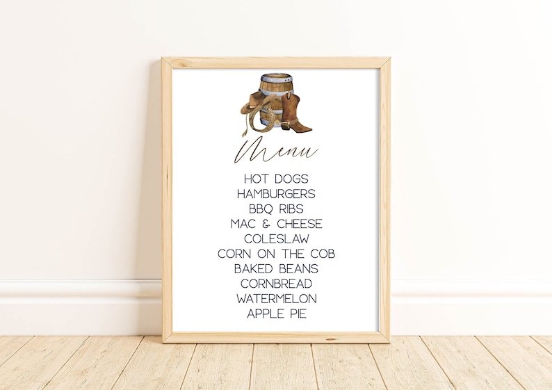 Editable Cowboy Dinner Menu Wild West Food Menu Sign - Etsy