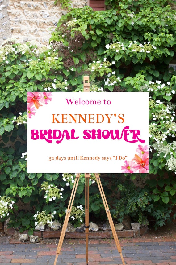 Editable Retro Welcome Sign Template | Retro Bridal Shower Sign | Pink ...
