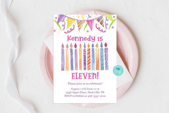 Editable 11th Birthday Invitation Template Eleventh Birthday Party 11 ...