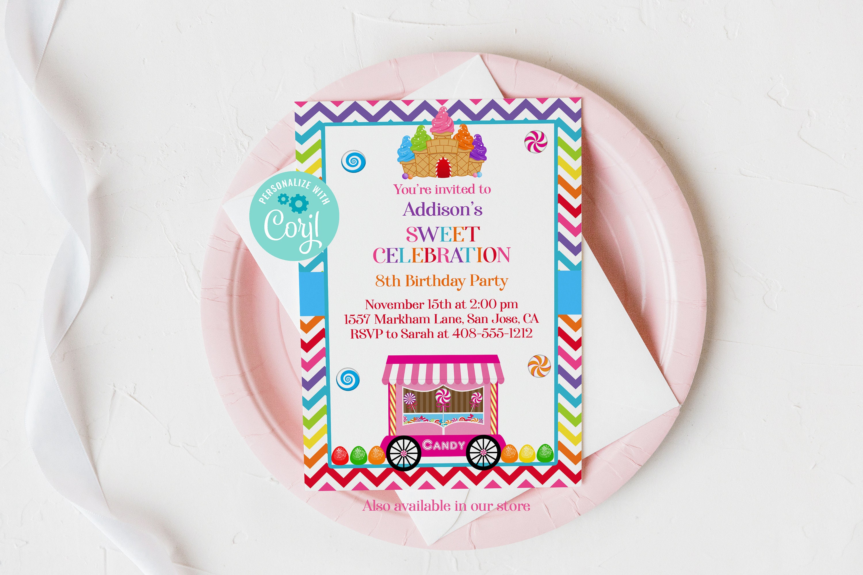 Editable Food Card Template Place Card Candy Party | Etsy