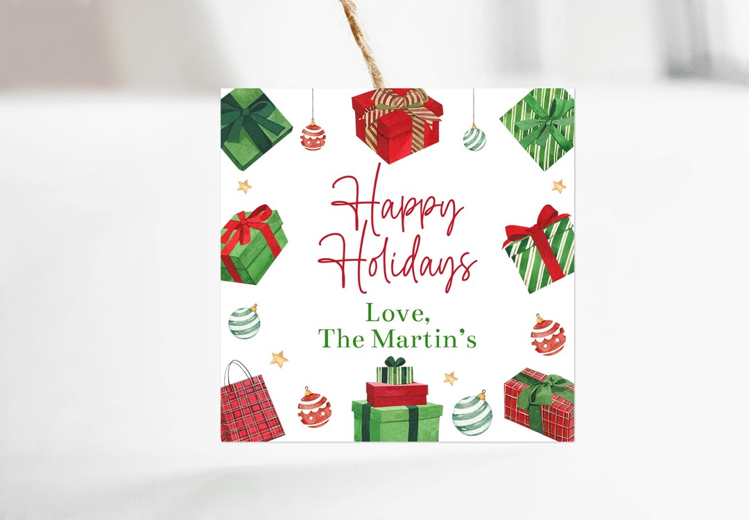 Editable Christmas Gift Tag, Holiday Gift Tag, Christmas Party Favor ...