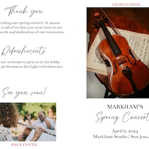 Editable Music Concert Program Template, Printable Concert Pamphlet ...