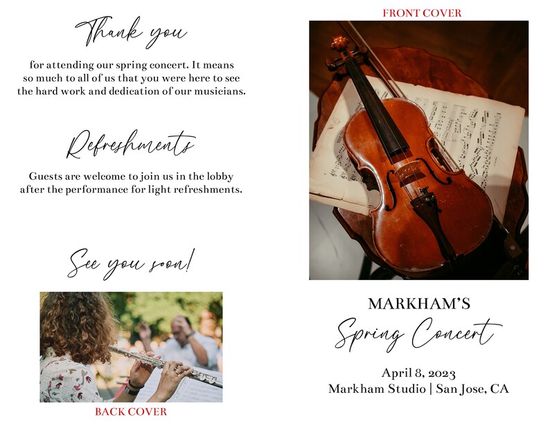 Editable Music Concert Program Template, Printable Concert Pamphlet ...