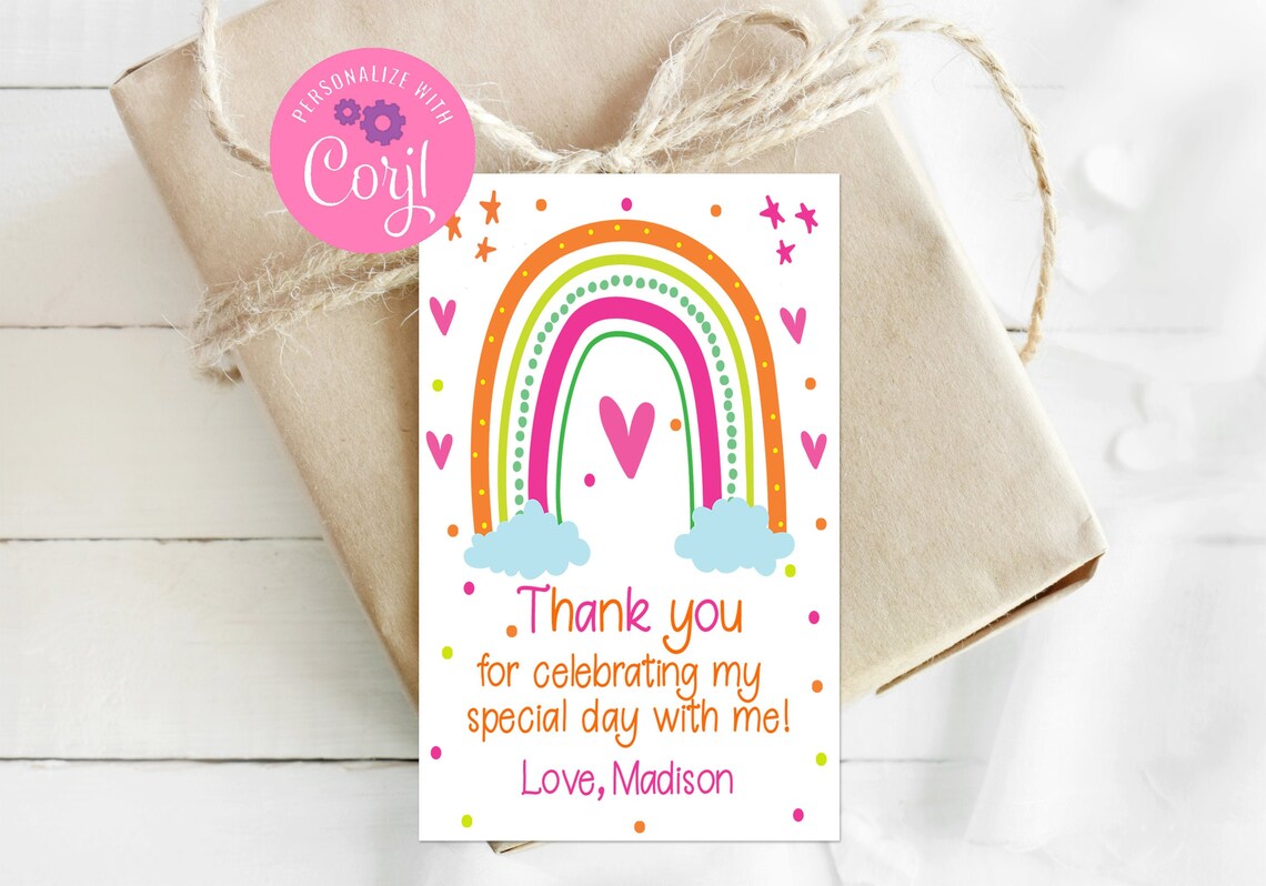 Editable Boho Rainbow Birthday Favor Tag Printable Favor Tag - Etsy