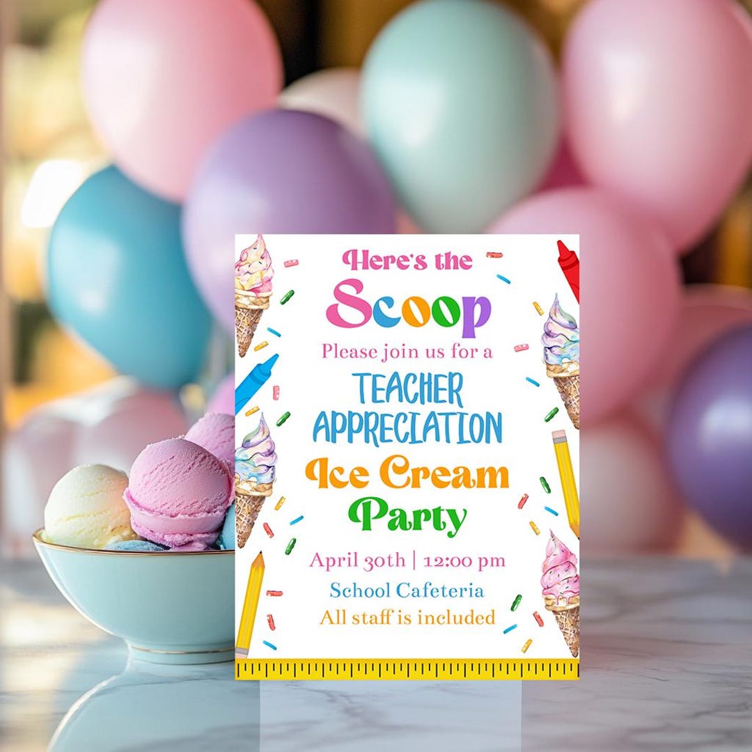 Editable Ice Cream Party Staff Appreciation Flyer Template, Printable ...