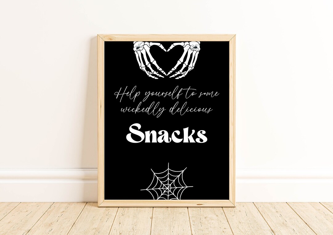 Halloween Party Snacks Sign, Printable Halloween Party Decorations ...