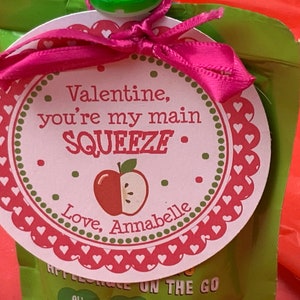 Valentine's Day, Main Squeeze Tag, Applesauce Valentine, Applesauce Tag ...