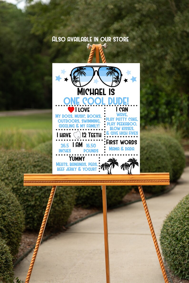 One Cool Dude Welcome Sign Template 1st Birthday Party - Etsy
