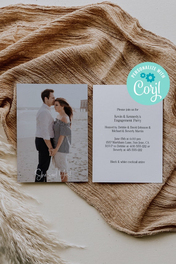 Printable She Said Yes Engagement Party Invitation Template, We're ...