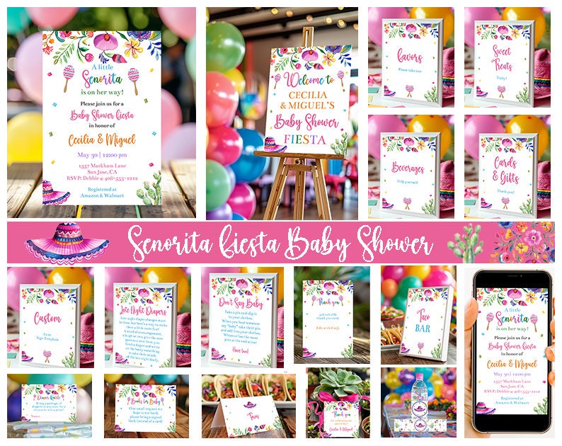 Editable Senorita Baby Shower Bundle Editable Fiesta Baby Shower ...
