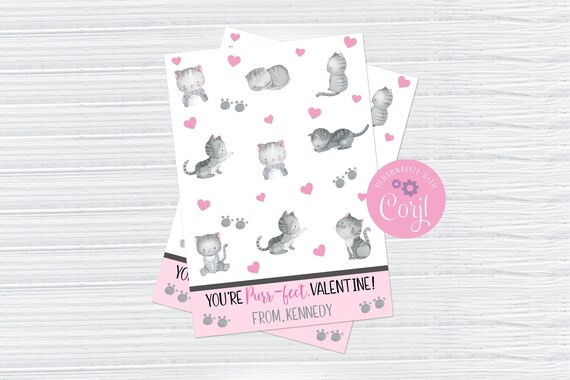 Instant Download You're Purrfect Valentine Cookie Card, Cat Valentines ...