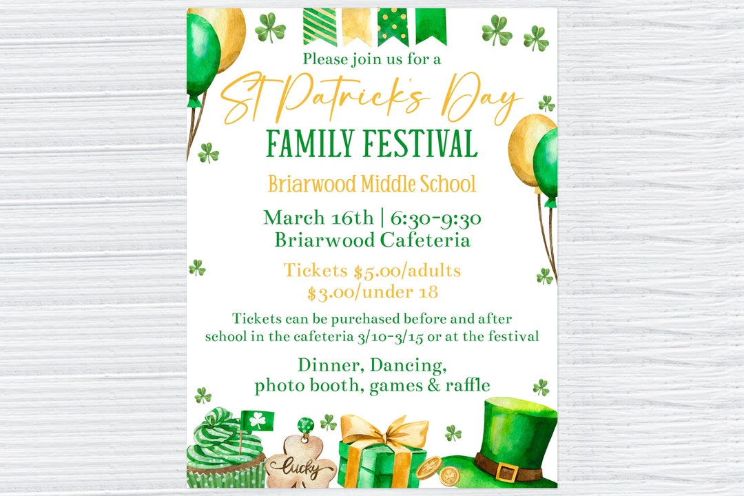 Editable St Patrick's Day Event Flyer, Dance Flyer, Printable Irish ...