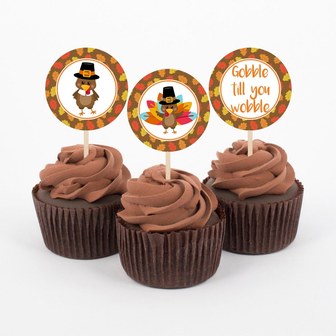 Thanksgiving Cupcake,cupcake Toppers, Thanksgiving Decorations, Turkey ...