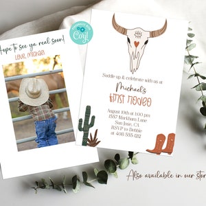First Rodeo Birthday Invitation Template, Wild West Party for 1st ...