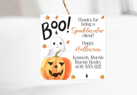 Printable Real Estate Agent Halloween Tag Spooktacular Client - Etsy