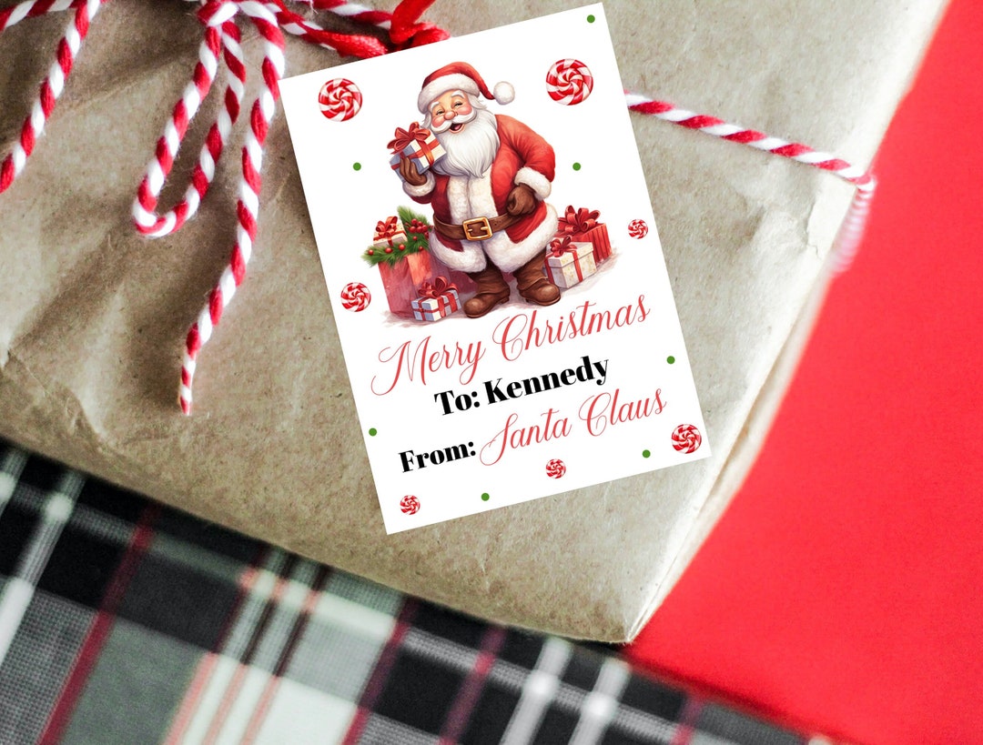Printable Christmas Tag From Santa Claus, Editable Christmas Tag, Santa ...