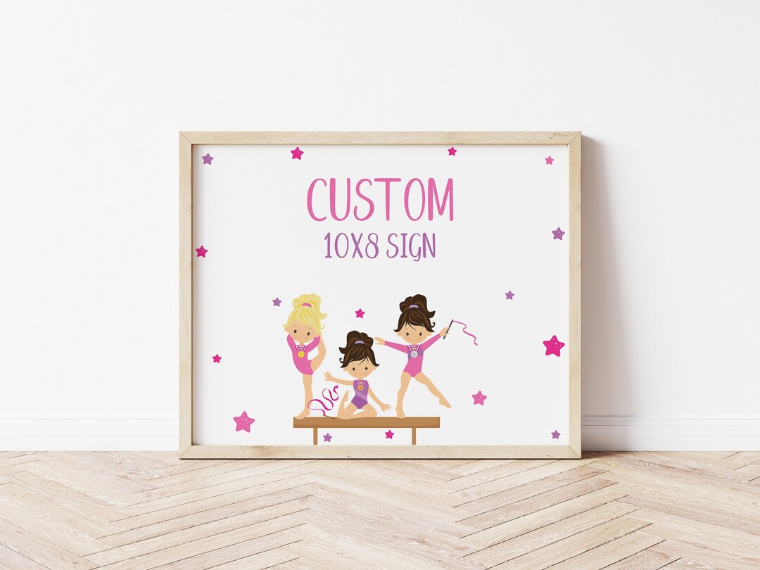 Editable Gymnastics Party Custom Sign Template, Jump Tumble Flip ...