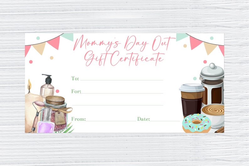 Printable New Mom Gift Mommy's Day Out Gift Certificate - Etsy