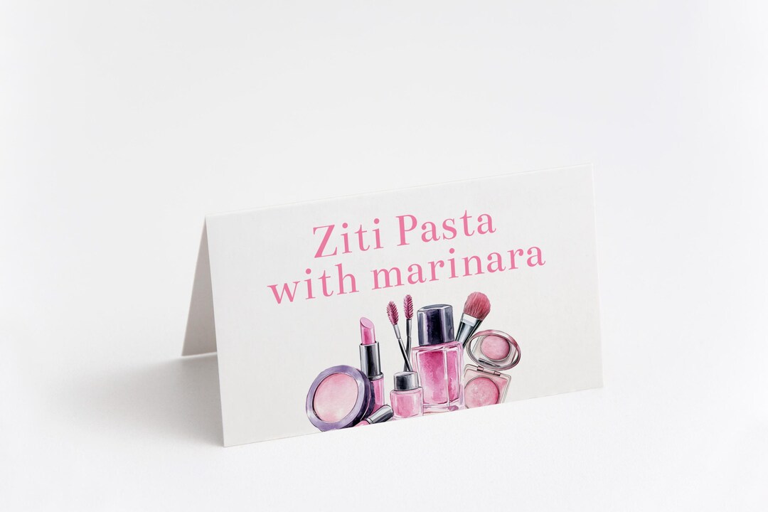 Editable Spa and Pamper Party Food Card Makeup Party Buffett and Place ...