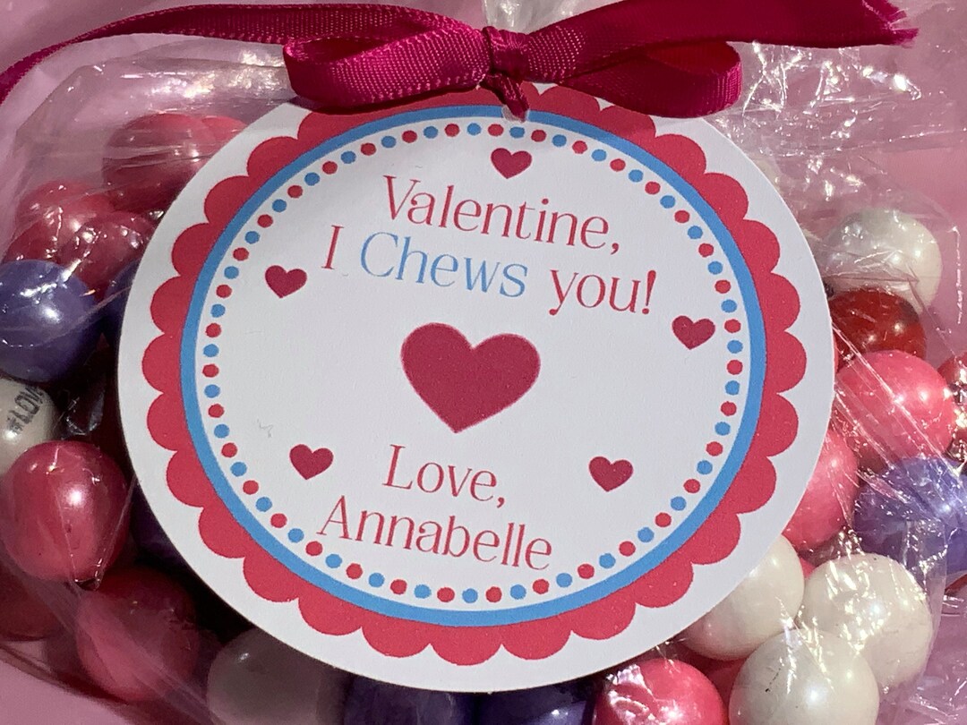 Valentine I Chews You, Bubble Gum Valentine Tag, Girls Valentine Tag ...