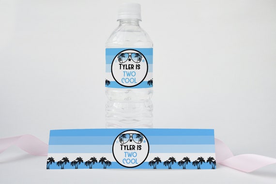 Editable Two Cool Water Bottle Wrapper Template, Printable 2nd Birthday ...