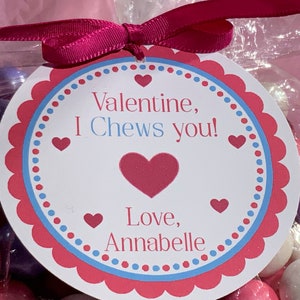 Valentine I Chews You, Bubble Gum Valentine Tag, Girls Valentine Tag ...