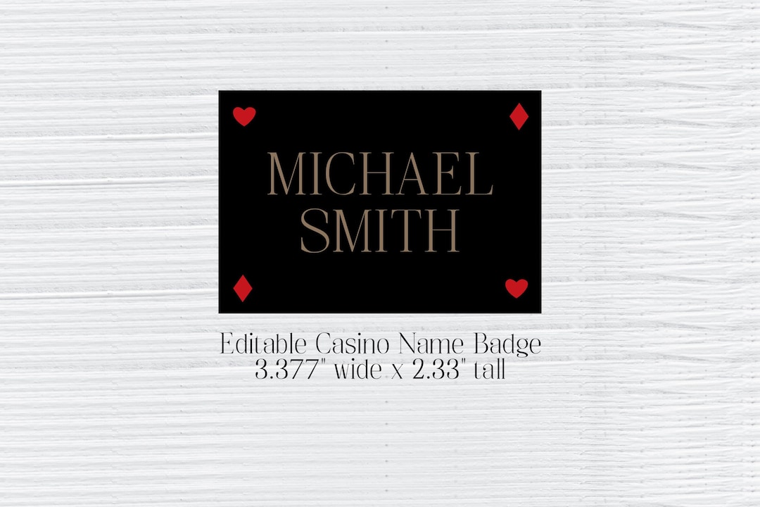 Editable Casino Party Name Badge Card Template, Casino Event Name Tags ...