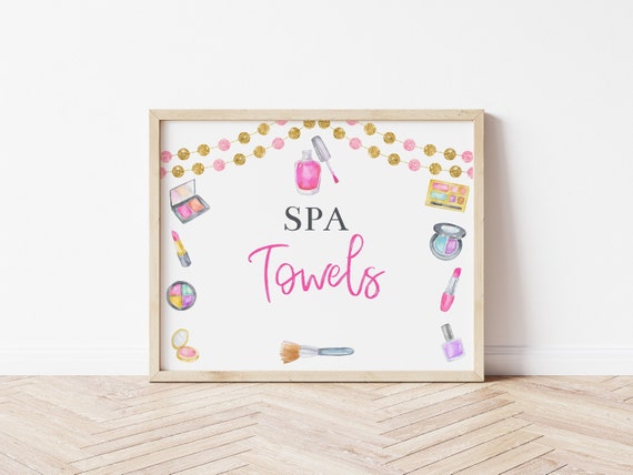 Spa Towels Sign Template for Spa Birthday Party Spa Party | Etsy