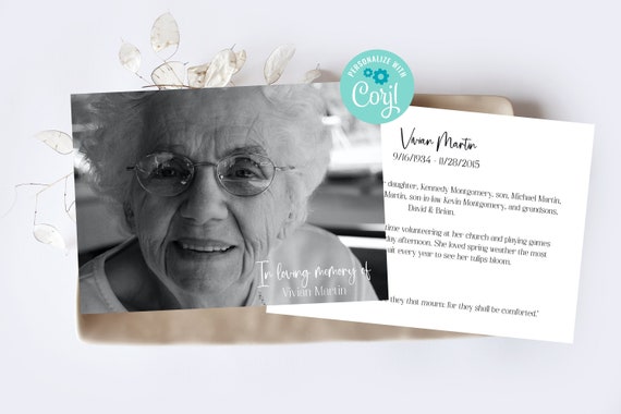 Editable Celebration of Life Program, Funeral Card With Photo and ...