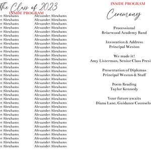 Editable Graduation Folded Program Template, Printable Commencement ...