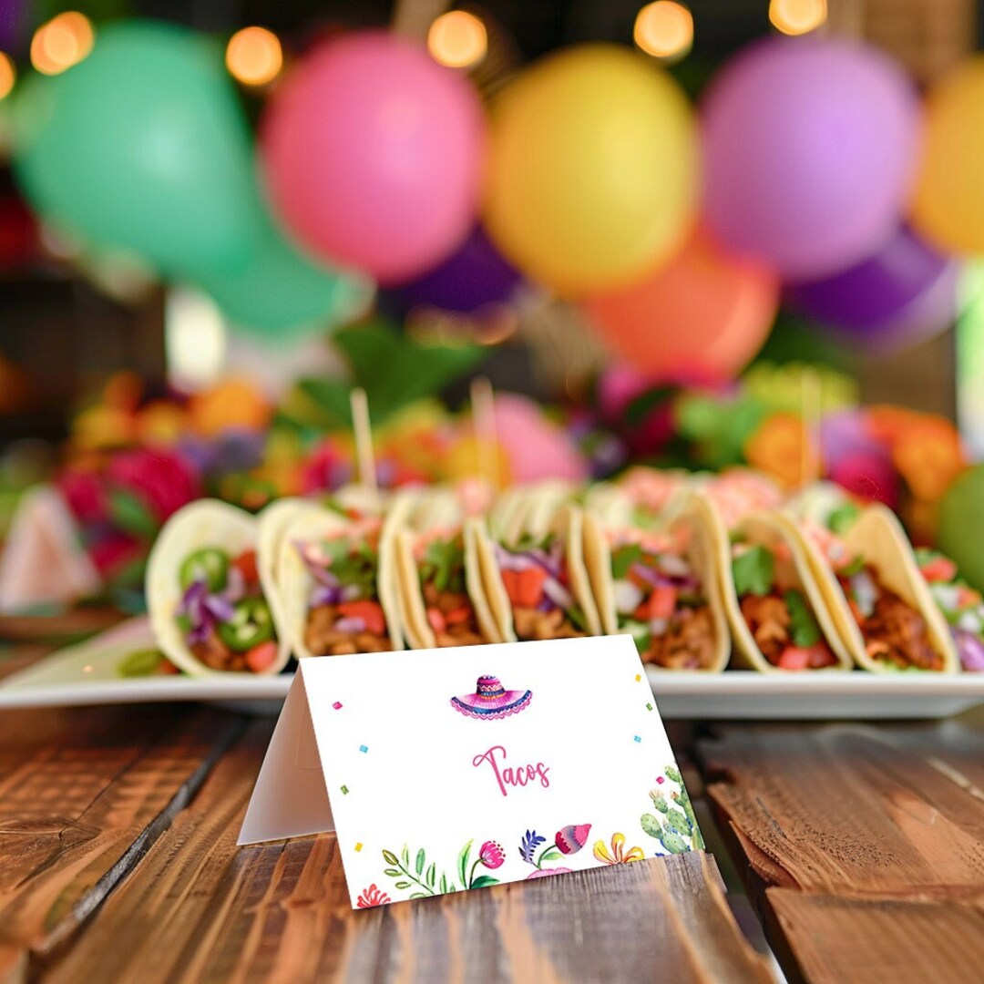 Editable Fiesta Food Card Printable Senorita Baby Shower Decor Mexican ...