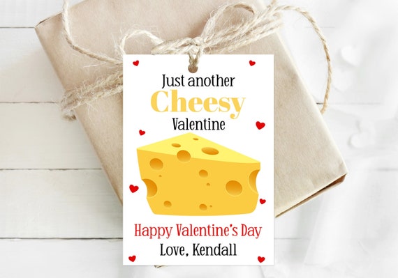 Editable Just Another Cheesy Valentine Tag Add To Cheese Sticks or ...