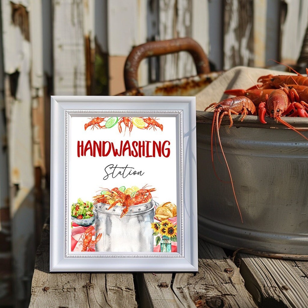Printable Handwashing Station Sign, Crawfish Boil, Crawfish Dinner ...