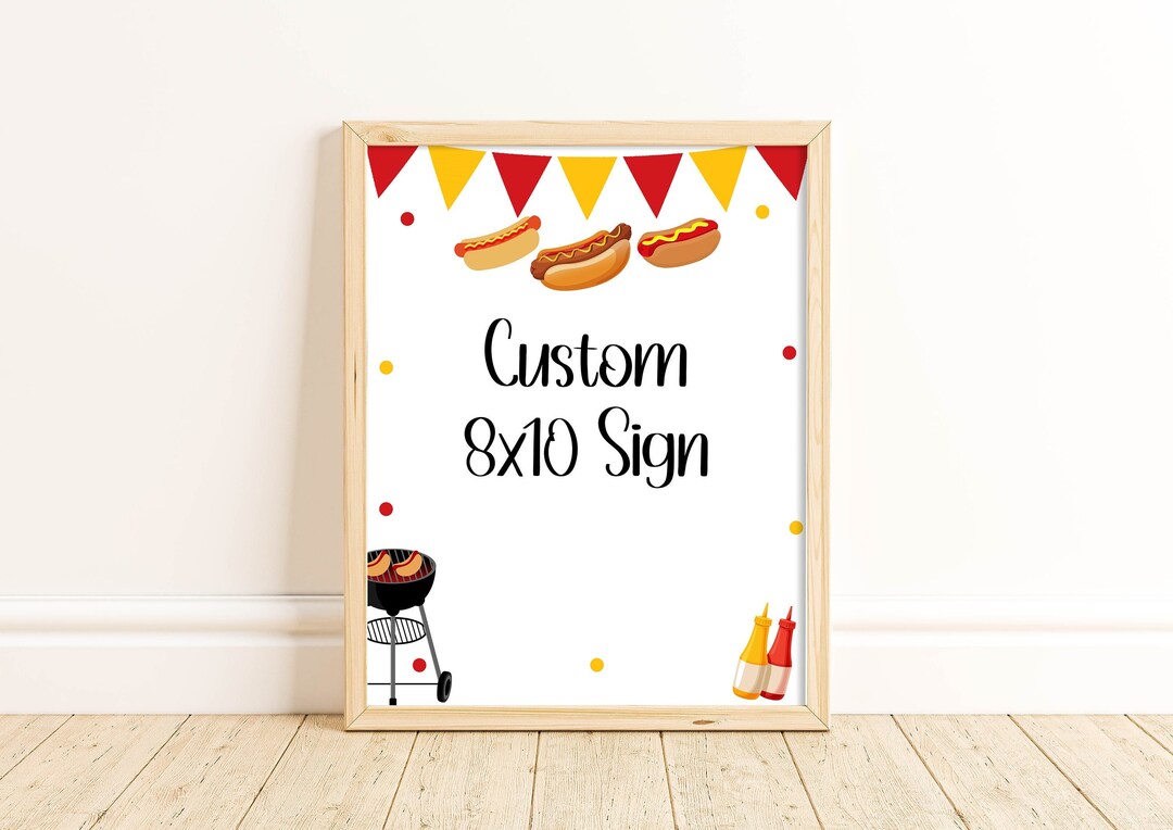 Editable Hot Dog Party Custom Sign Template, Printable Hot Dog Birthday ...