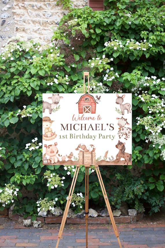 Editable Farm Birthday Welcome Sign Barnyard Party Sign Boy Birthday ...