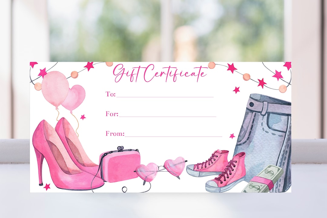 Editable Pink Shopping Gift Certificate Voucher Template, Printable ...