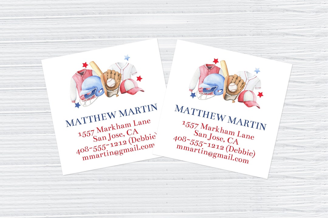 Baseball Calling Cards Kids Printable Sports Playdate Cards Editable ...