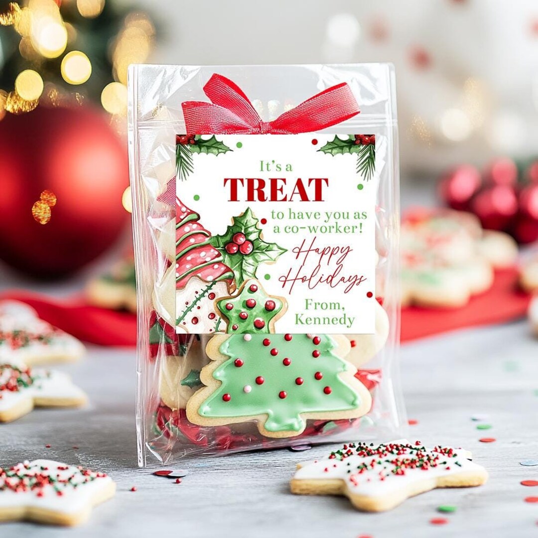 Christmas Treat Tag Co-worker Gift Tag Editable Holiday Office Treat ...
