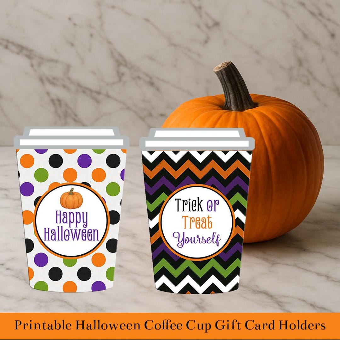 Halloween Coffee Gift Card Holder Cards, Trick or Treat Yourself ...